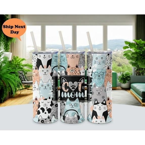 Cat Mom Tumbler - Stainless Steel 20oz Cat Lover Gift - Walmart.com