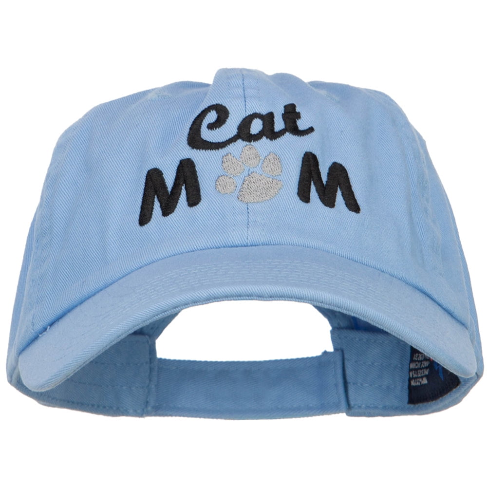 Cat Mom Words with Paw Embroidered Cotton Cap - Sky Blue OSFM - Walmart.com