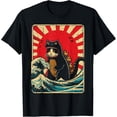 Cat Monster Waves Red Sun Japanese Catzilla Women Men T-Shirt - Walmart.com
