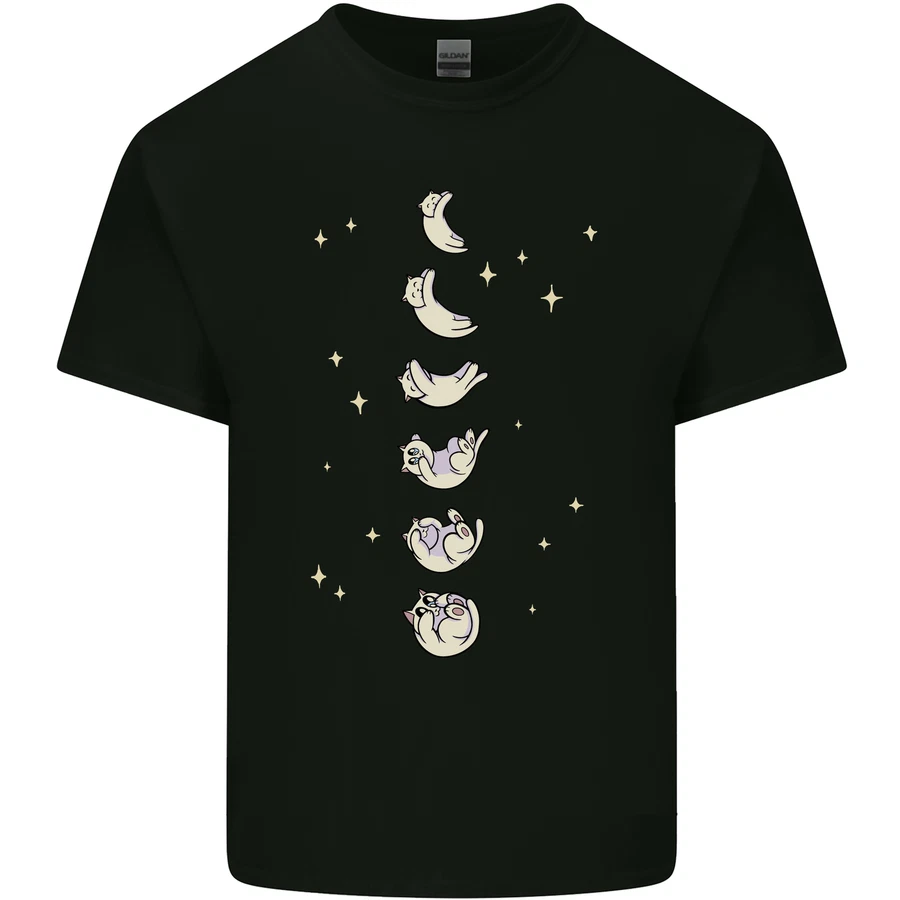 Cat Moon Cycles Phases Full Supermoon Celestial Graphic Cotton Shirt ...