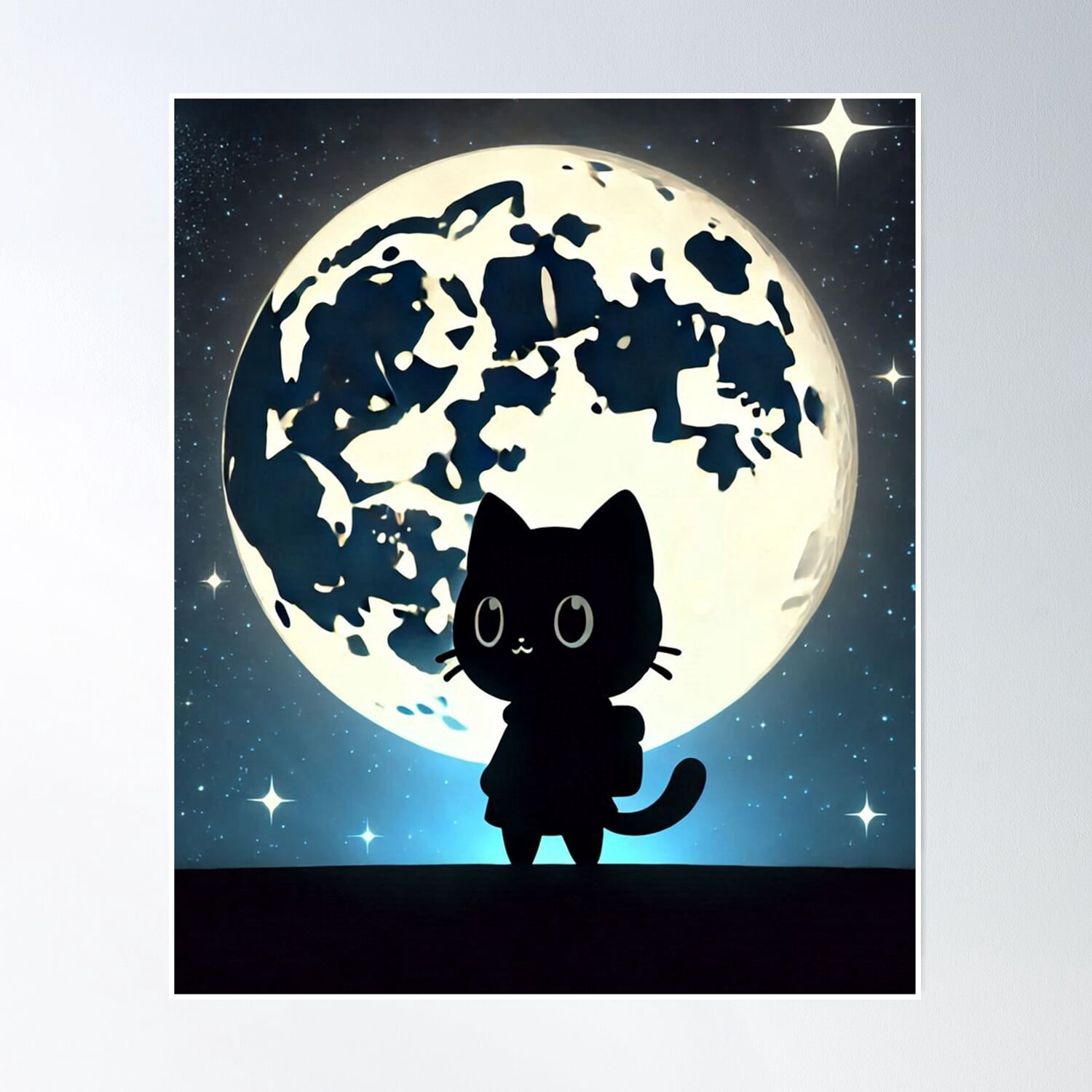 Cat & Moon H Poster Wall Art Modern Wall Decor Art Home Decor Vintage ...