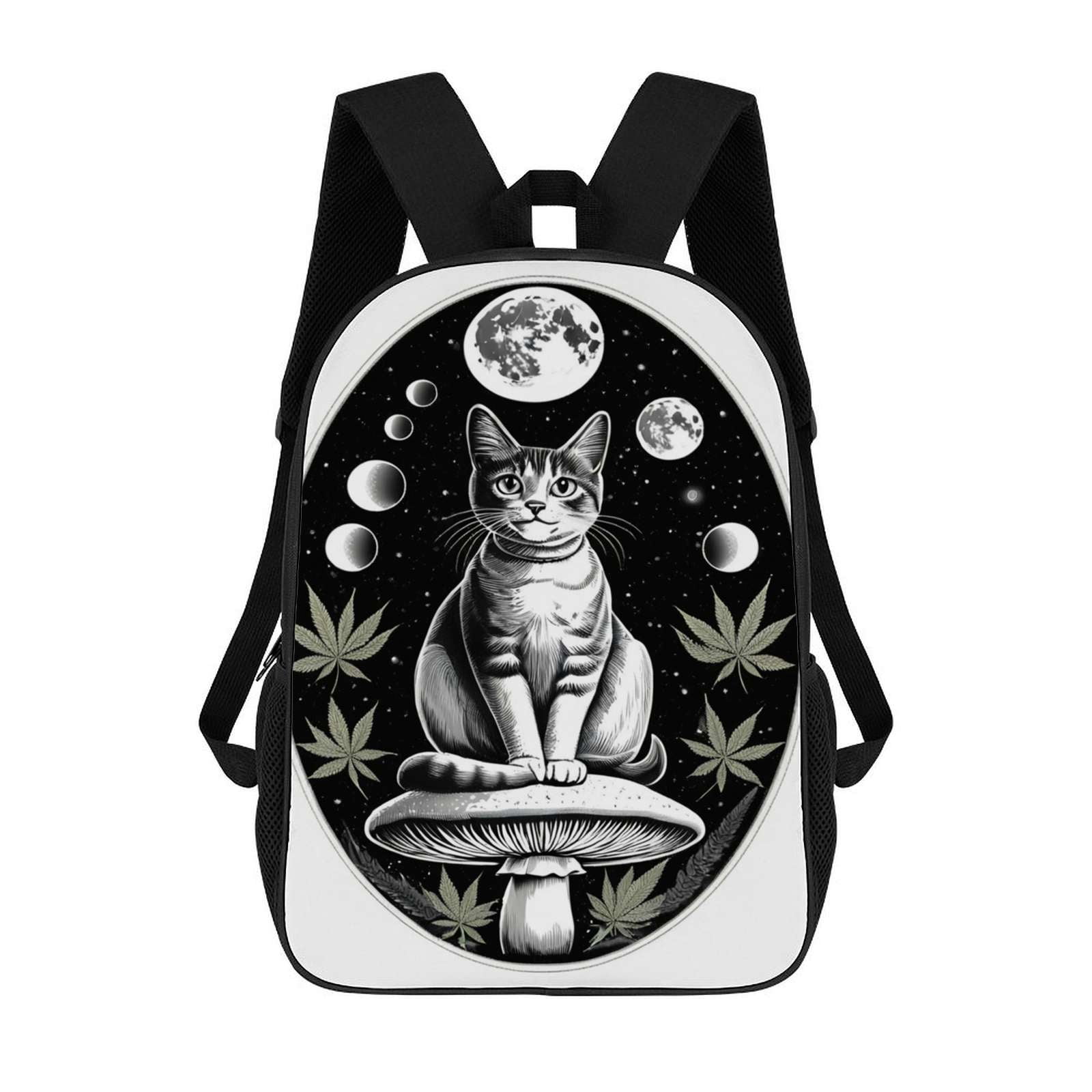 Cat Moon Phases Tattoo Design Large Capacity Backpacks For Teenagers ...