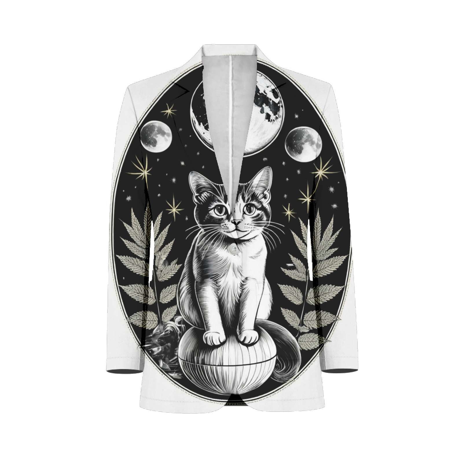 Cat Moon Phases Tattoo Design Men Blazers Slim Clothing Summer Jacket ...