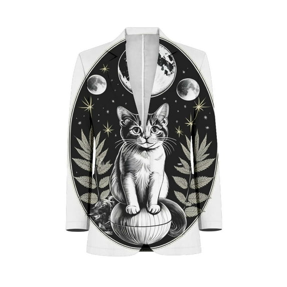 Cat Moon Phases Tattoo Design Men Blazers Slim Clothing Summer Jacket ...