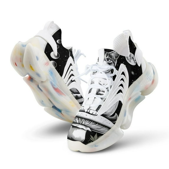 Cat Moon Phases Tattoo Design Walking Shoes for Men Woman Lightweight ...