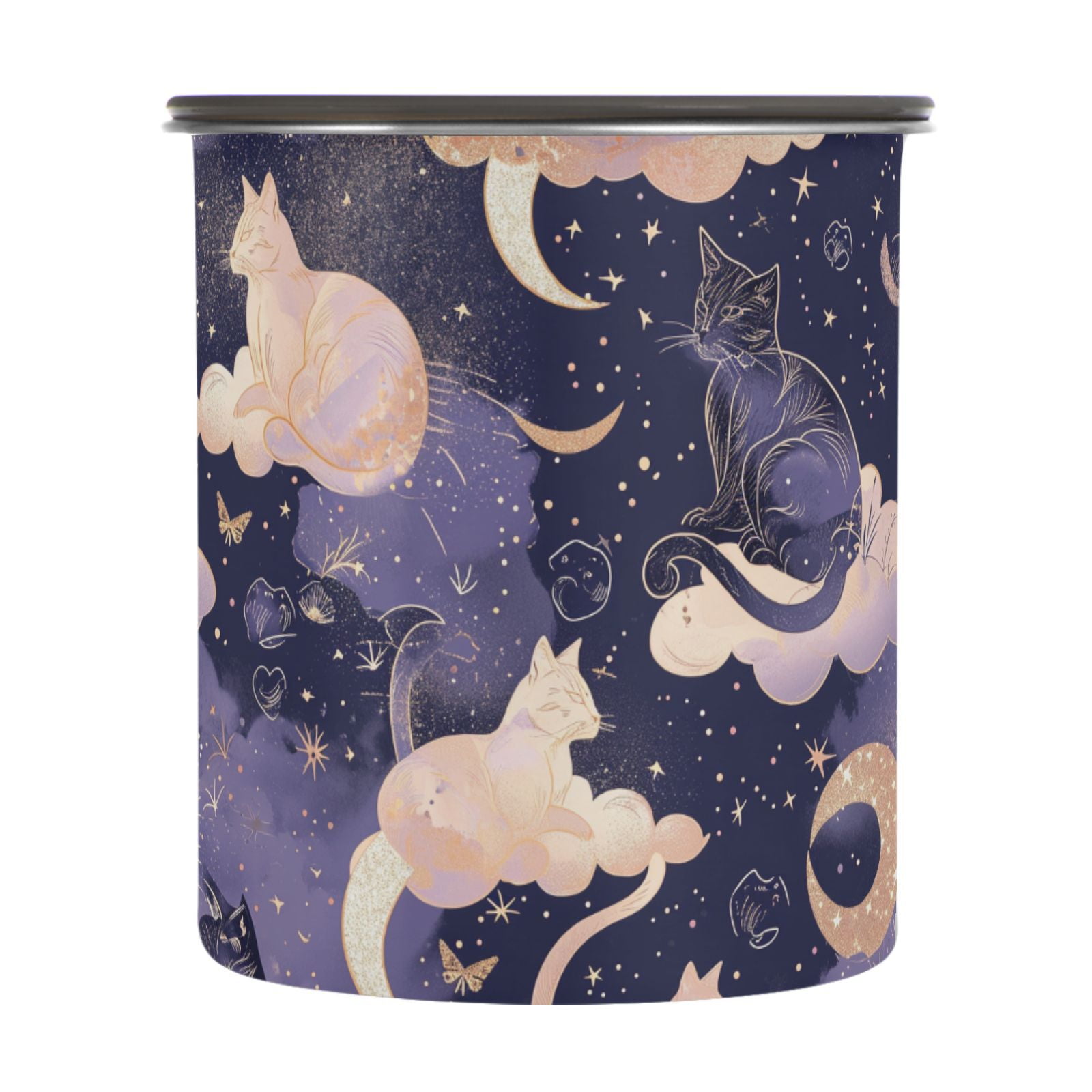 Cat Moon Star Witchy Airtight Coffee Bean Canister 30oz Food Storage ...