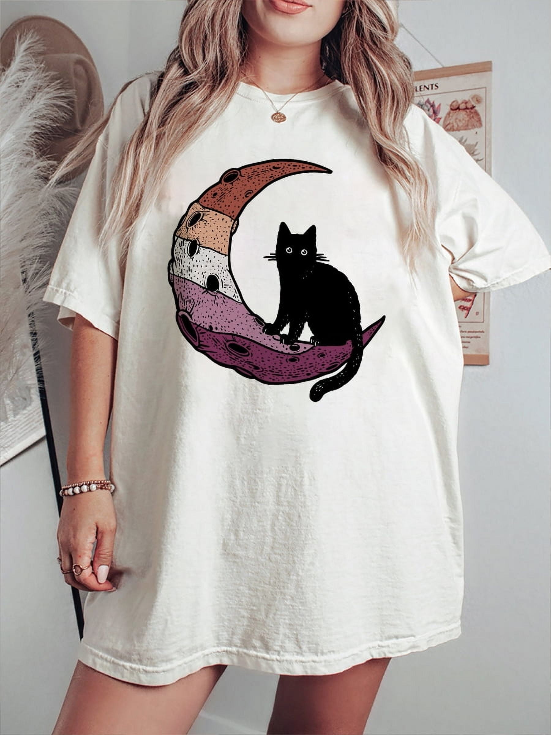 Cat Moon T-Shirt - Walmart.com