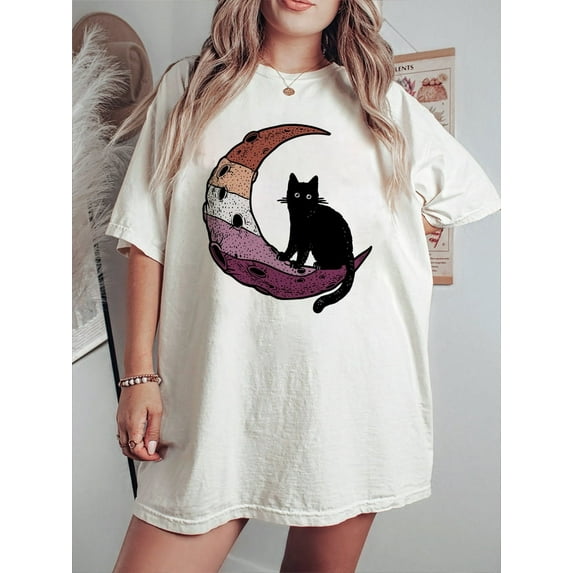 Cat Moon T-Shirt - Walmart.com