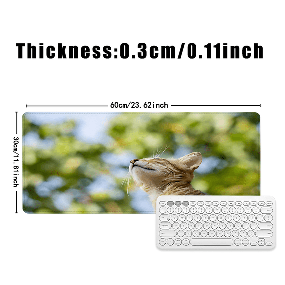 Cat Mouse Pad 31.5 x 11.82 Inches Rubber Desk Mat with Kitten Design ...