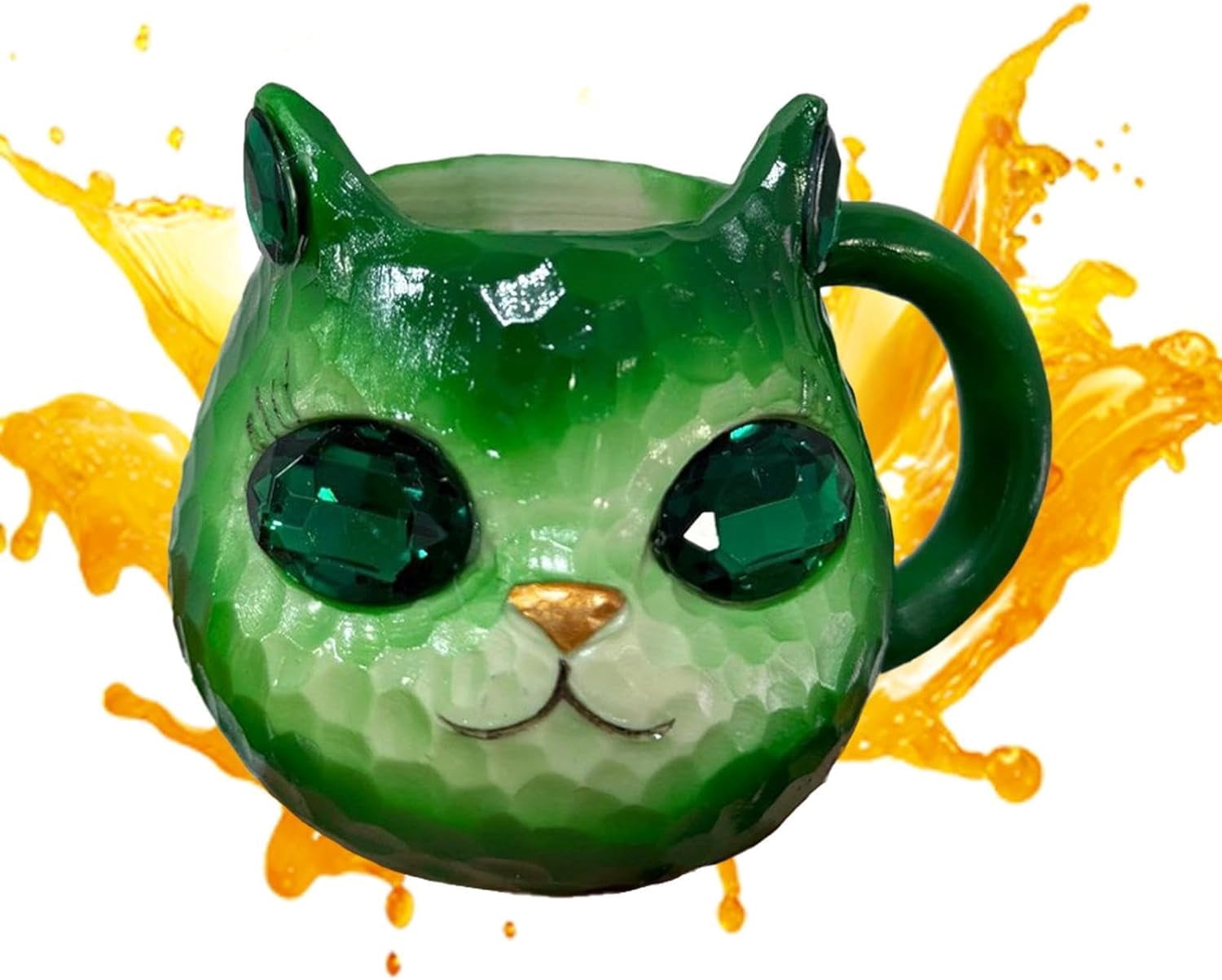 Cat Mug Resin Gems Kitten Shaped Geode Mineral Tea Cup for Home Decor ...