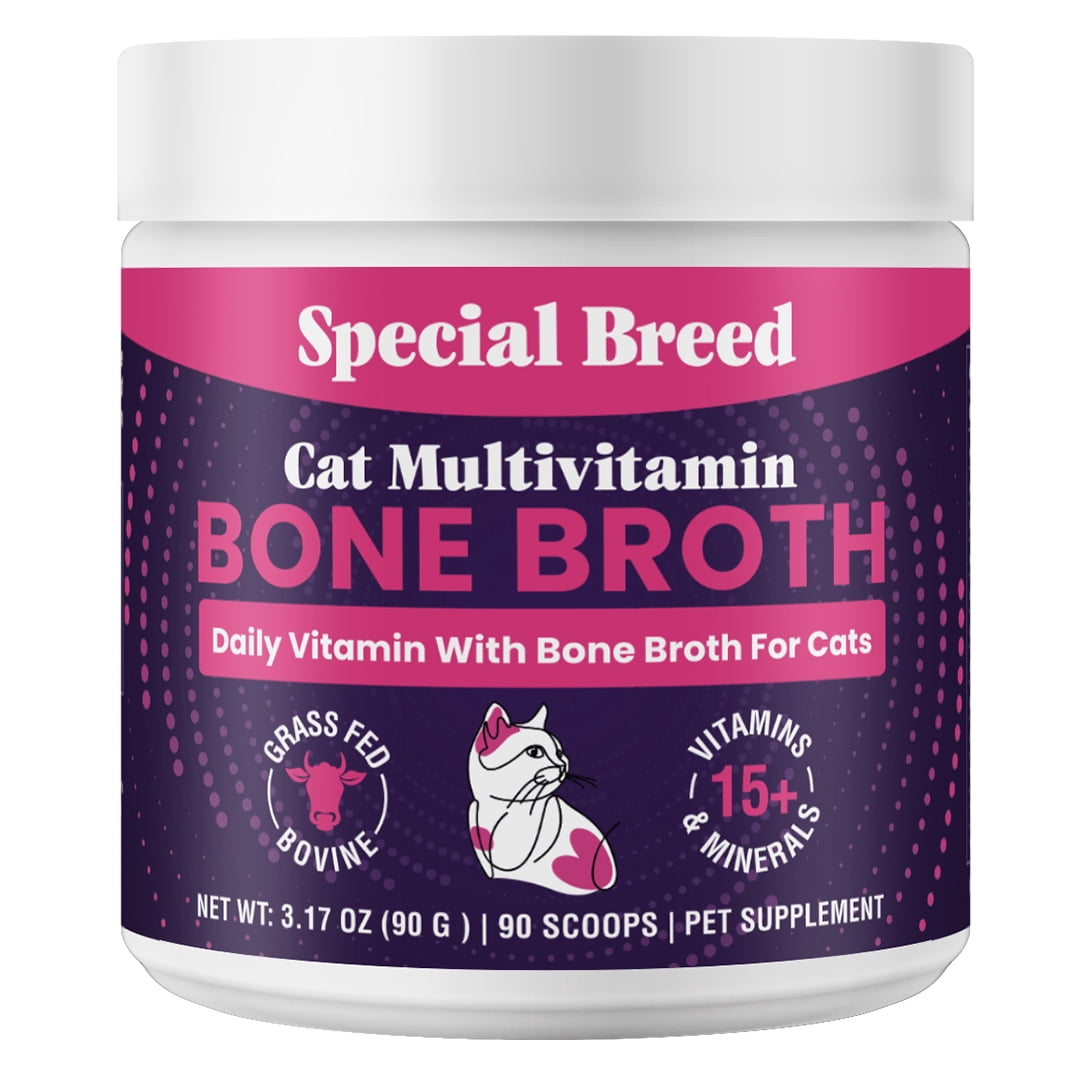 Cat Multivitamin with Grass-Fed Beef Bone Broth – Daily Supplement for ...