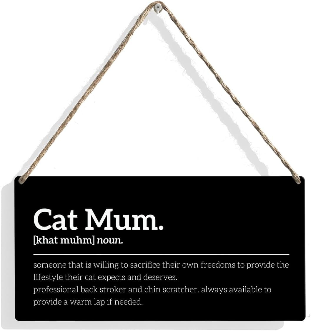 Cat Mum Definition Wood Sign Cat Lovers Wooden Signs Rustic Hanging ...