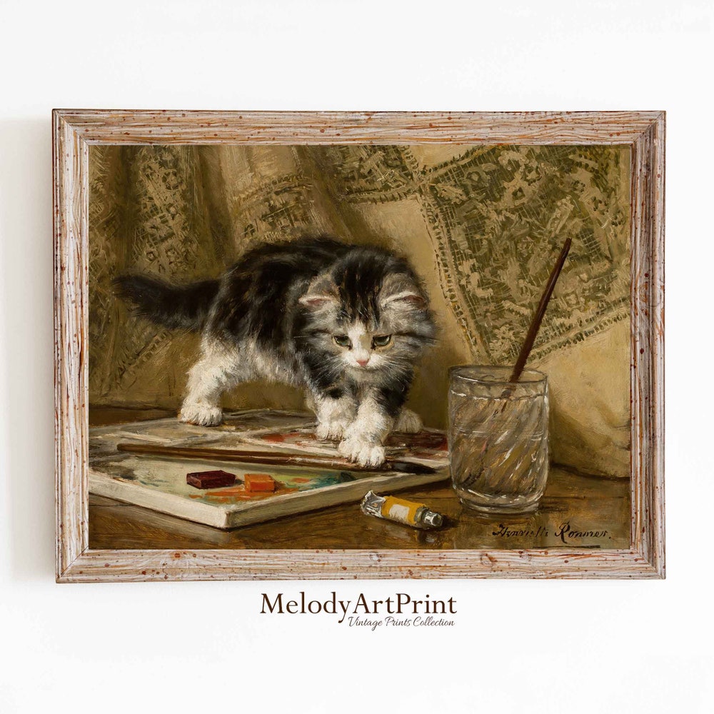 Cat Museum Poster Print Cat Poster Cat Wall Art Classic Cat Painting ...