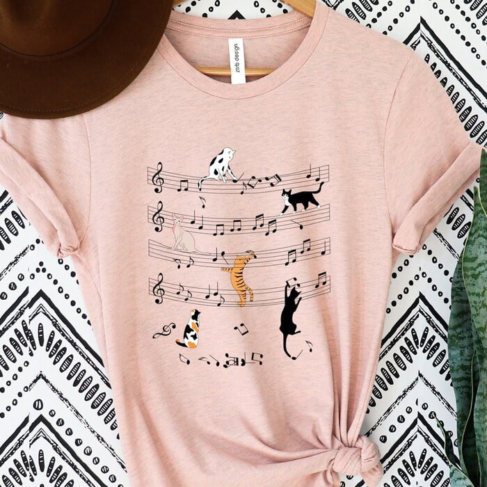 Cat Music Shirts,Cats Shirts,Funny Musician Shirt,Music Lover Gifts ...