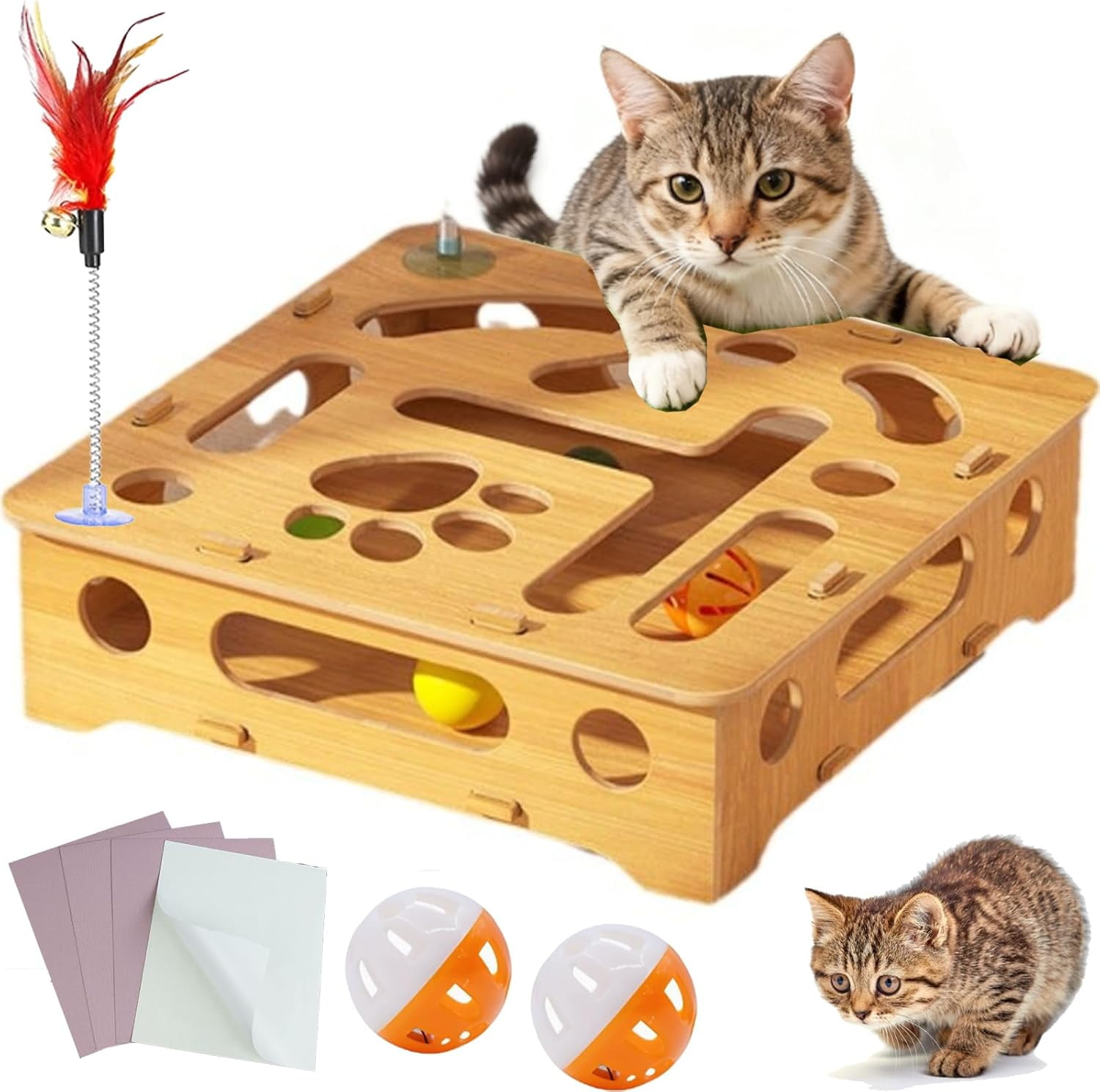 Cat Nail File Enrichment Box, Cat Scratch Puzzle Enrichment Maze Box ...
