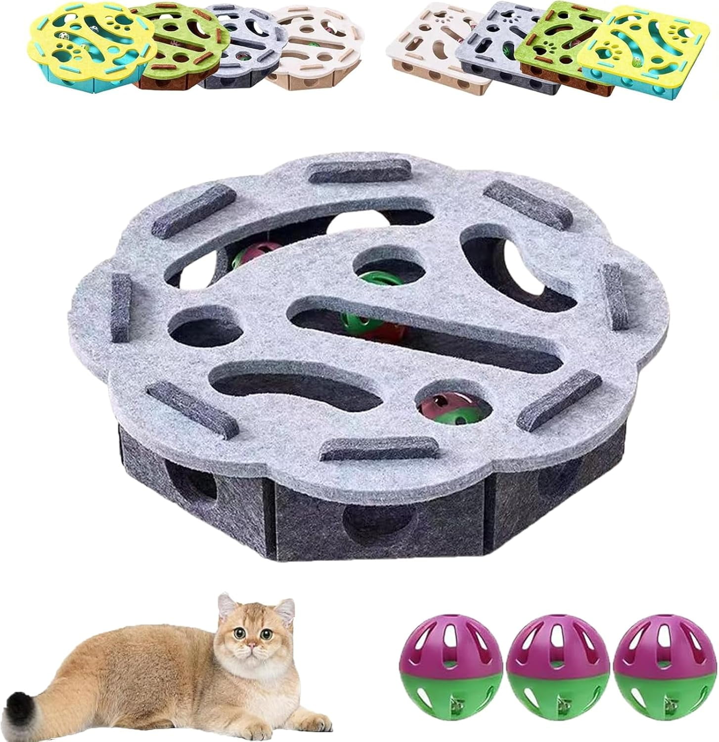 Cat Nail File Enrichment Box, Indoor Cats Felt Maze Box,Interactive Cat ...