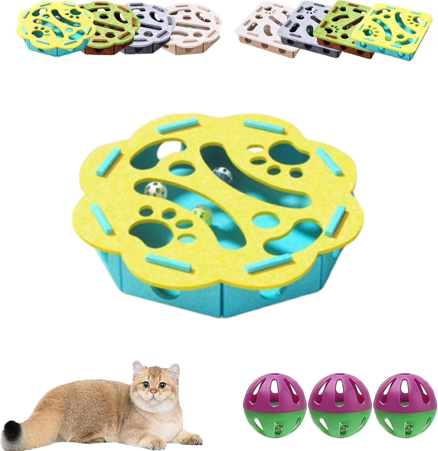 Cat Nail File Enrichment Box, Indoor Cats Felt Maze Box,Interactive Cat ...