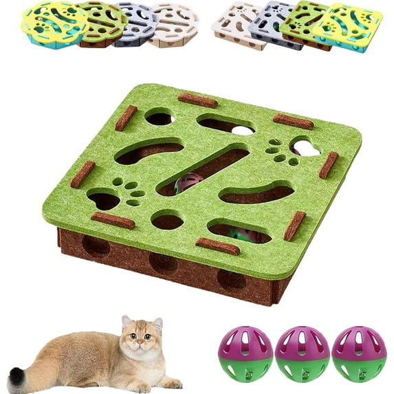 Cat Nail File Enrichment Box, Indoor Cats Felt Maze Box,Interactive Cat ...