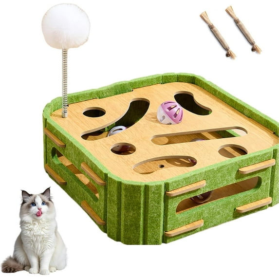 Cat Nail File Enrichment Box, Interactive Cat Scratcher Puzzle Toy for ...