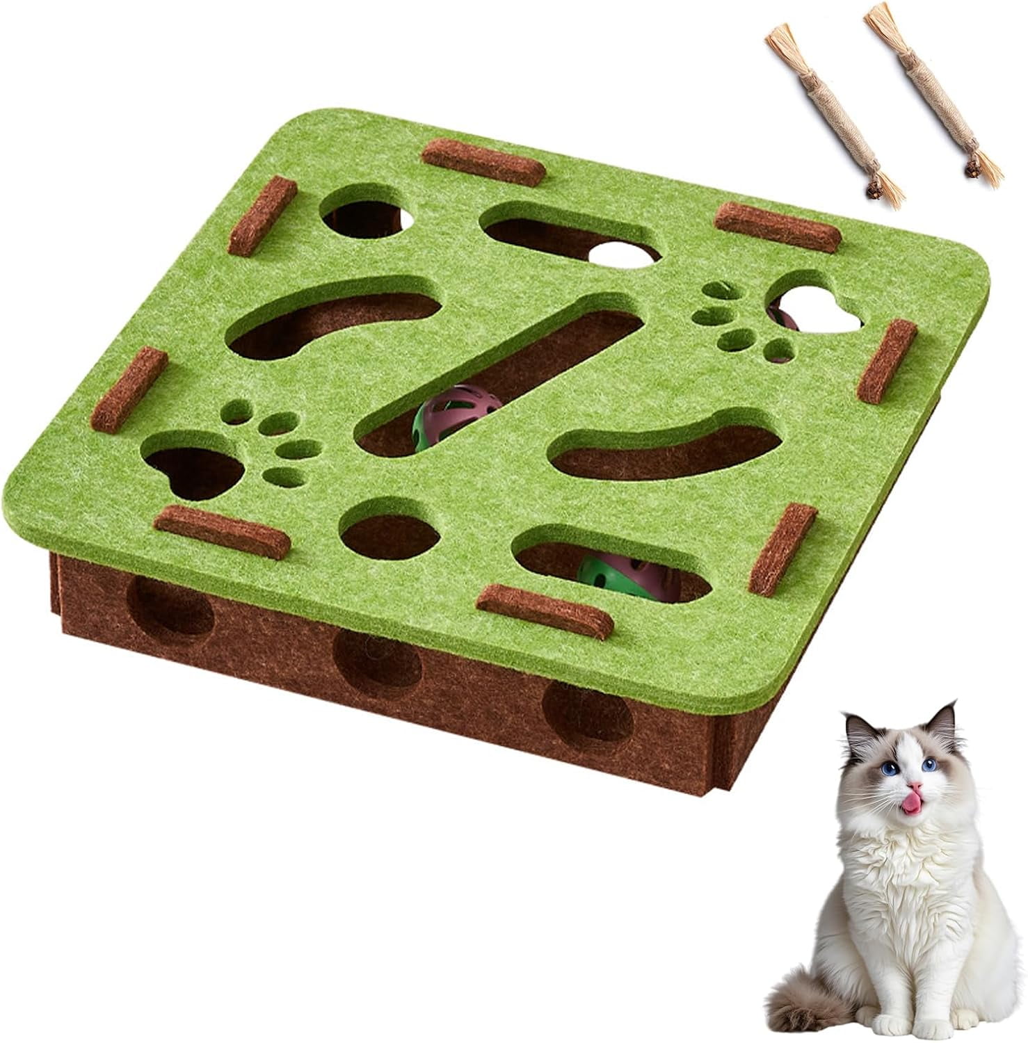 Cat Nail File Enrichment Box, Interactive Cat Scratcher Puzzle Toy for ...
