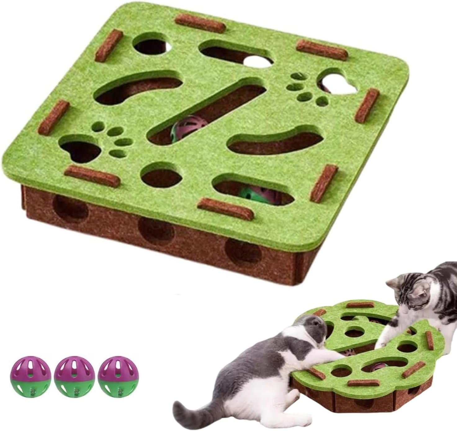 Cat Nail File Enrichment Box, Interactive Cat Toy With 3 Bells, Puzzle ...