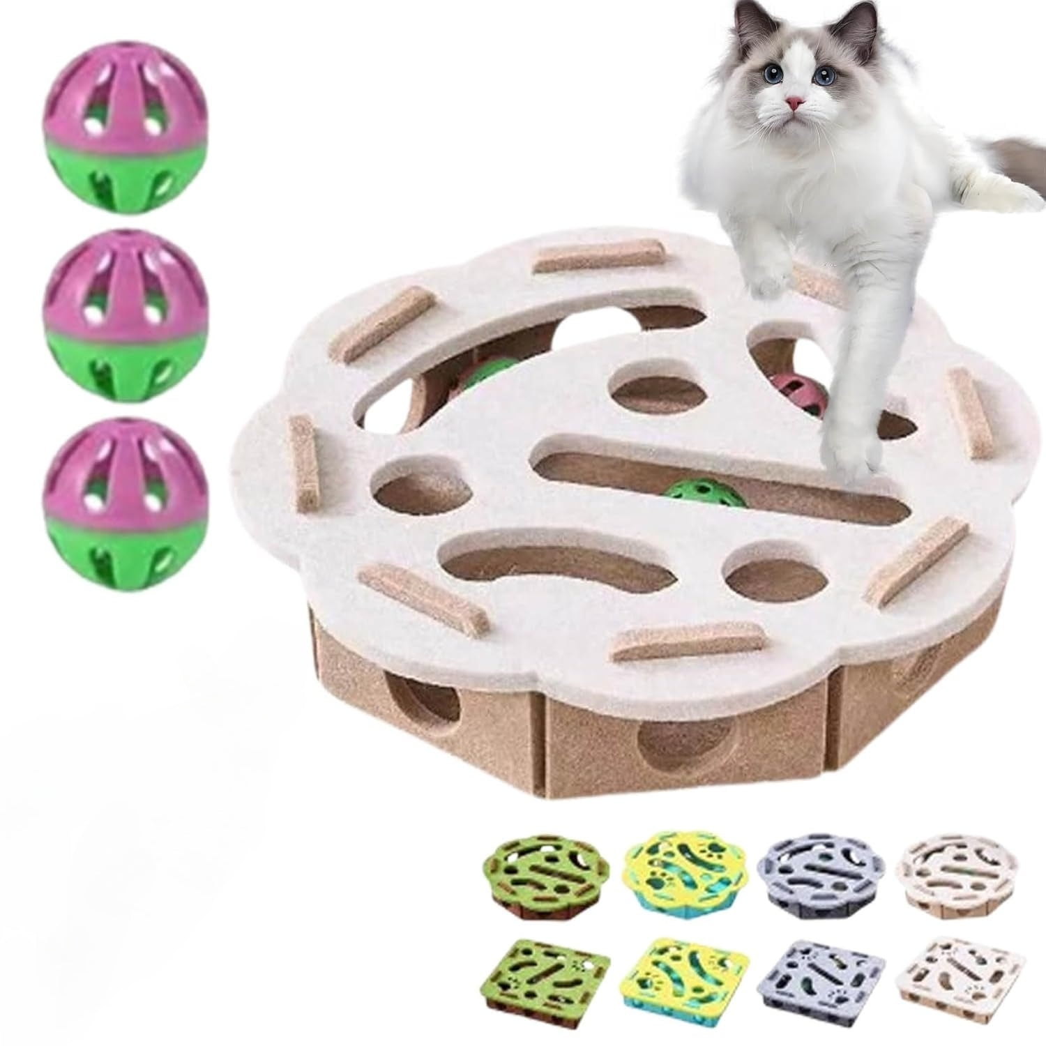 Cat Nail File Enrichment Box, Interactive Puzzle Maze with Bell Balls ...