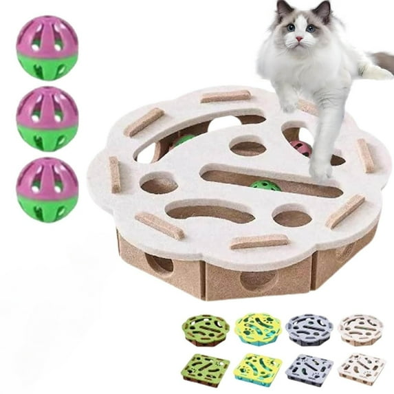 Cat Nail File Enrichment Box, Interactive Puzzle Maze with Bell Balls ...