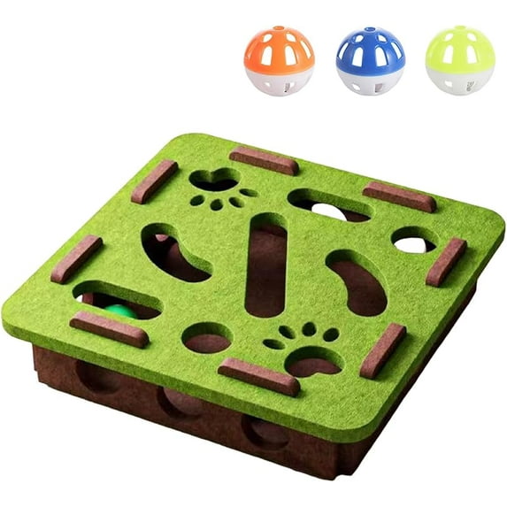 Cat Nail File & Scratch Box Enrichment Puzzle Toy with Bell, for Indoor ...