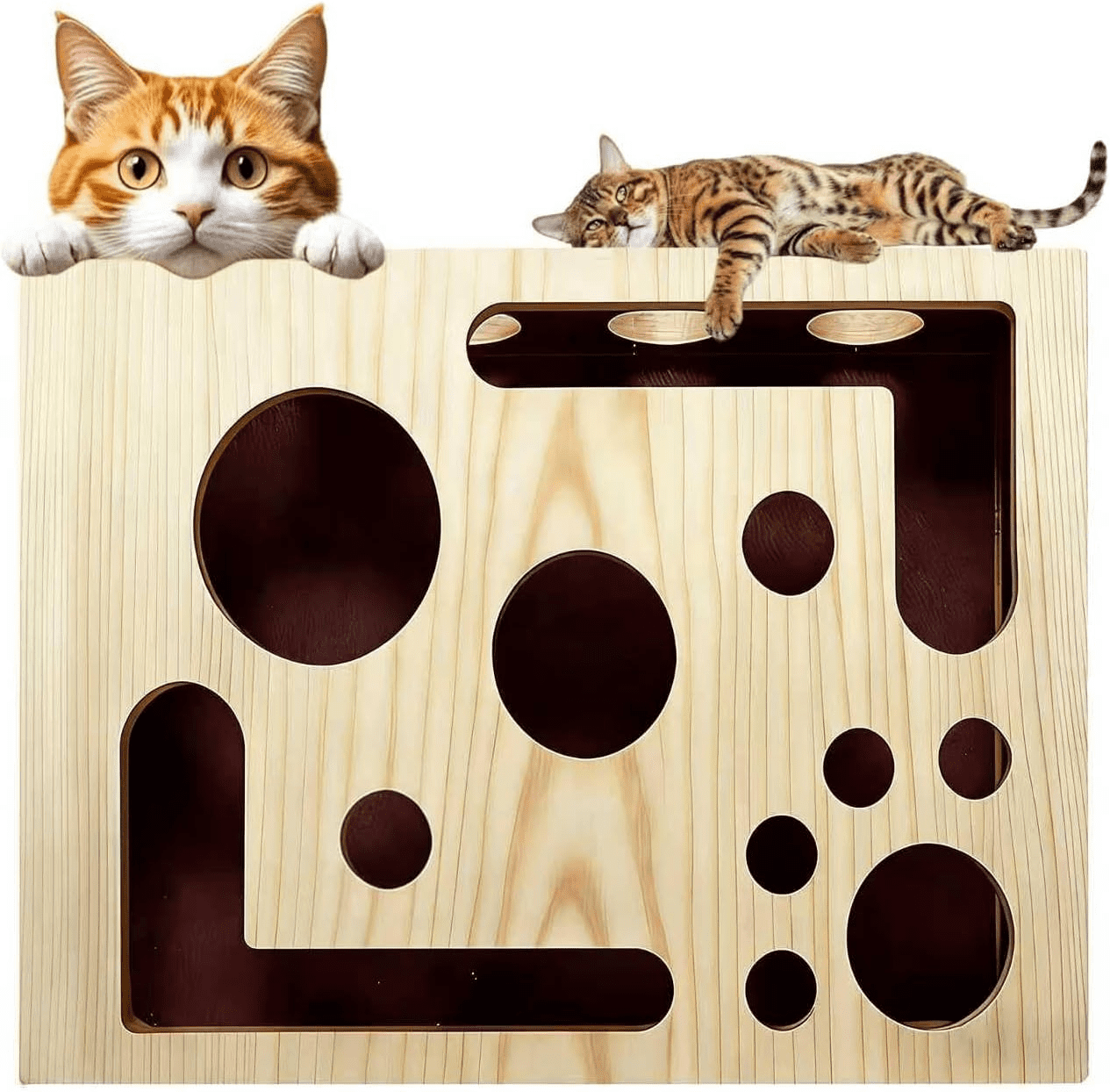 Cat Nail File Scratch Enrichment Box, Wooden Cat Scratch Puzzle Box ...