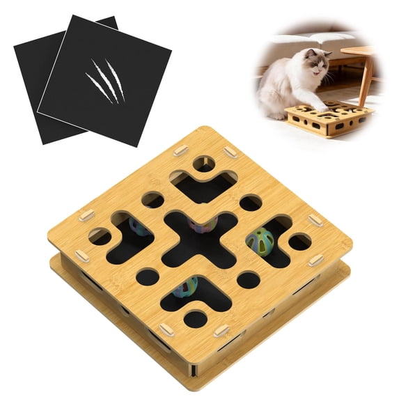 Cat Nail File Scratcher Box with 5 Sandpaper Pads & 4 Bell Balls ...