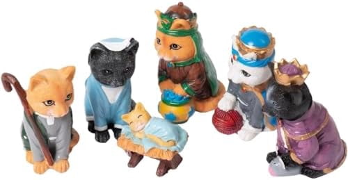 Cat Nativity Set 6PCS Simulation Cat Nativity Scene Funny Halloween ...