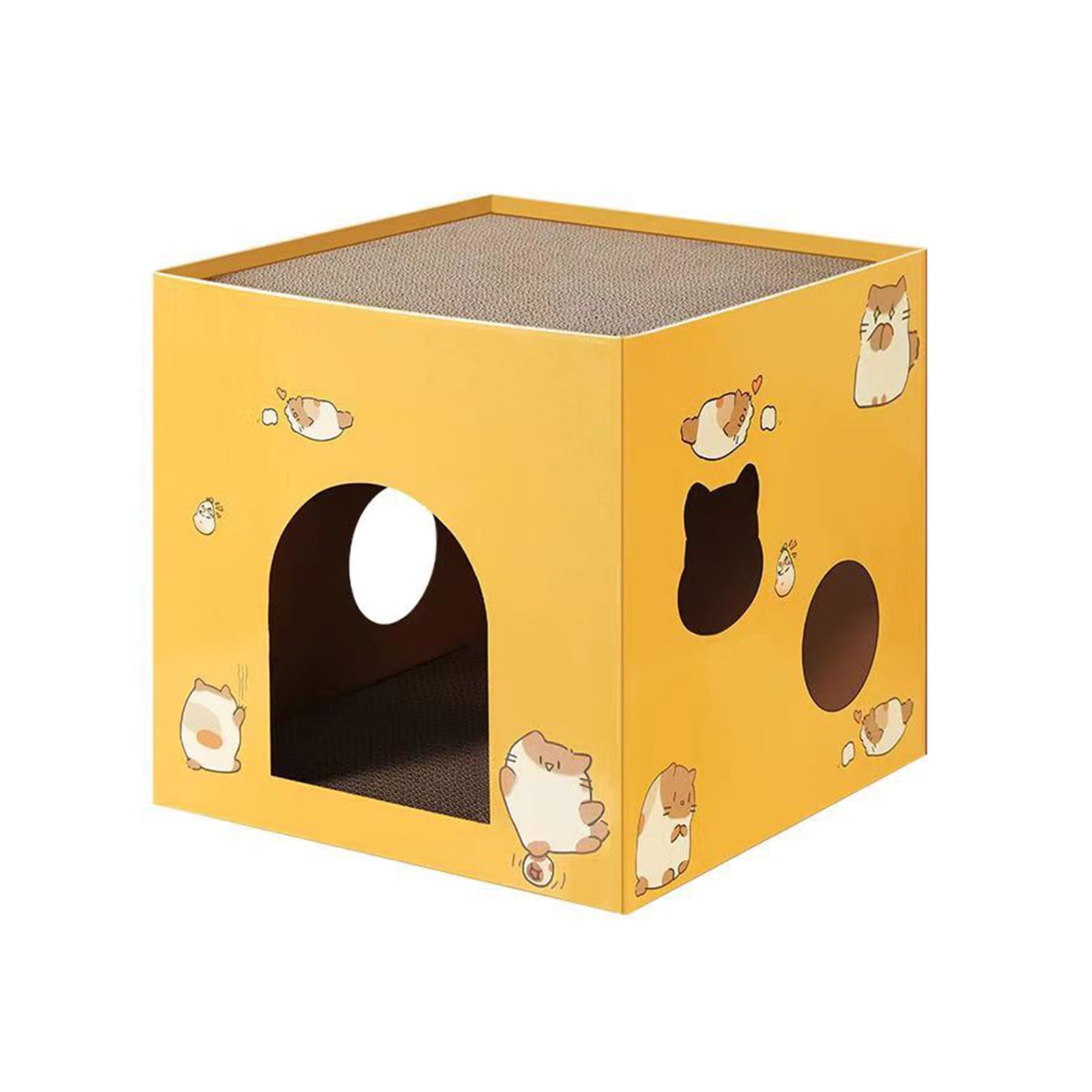 Cat Nest with Scratching Board Cardboard Cat House with Scratch Pad ...