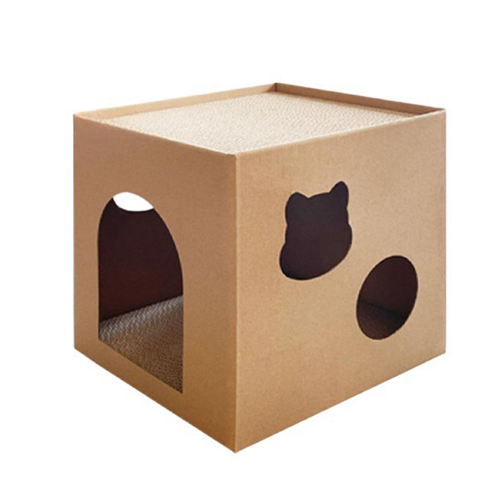 Cat Nest with Scratching Board Cardboard Cat House with Scratch Pad ...