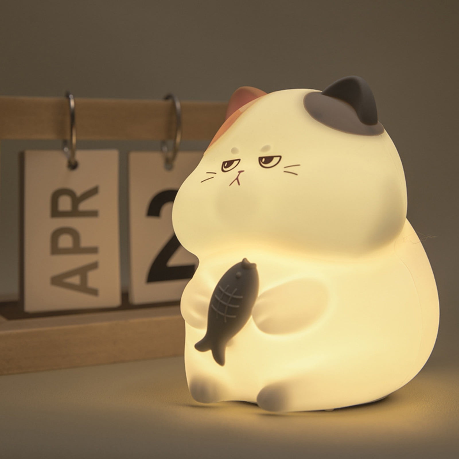 Cat Night Light Desktop Ornaments Silicone Lamp Bedroom Bedside ...