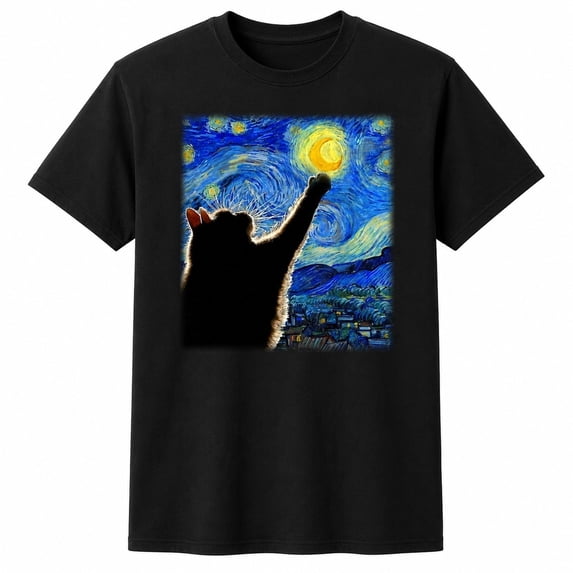 Cat Night Sky Graphic T-Shirt, Unisex Classic Fit Tee - Walmart.com