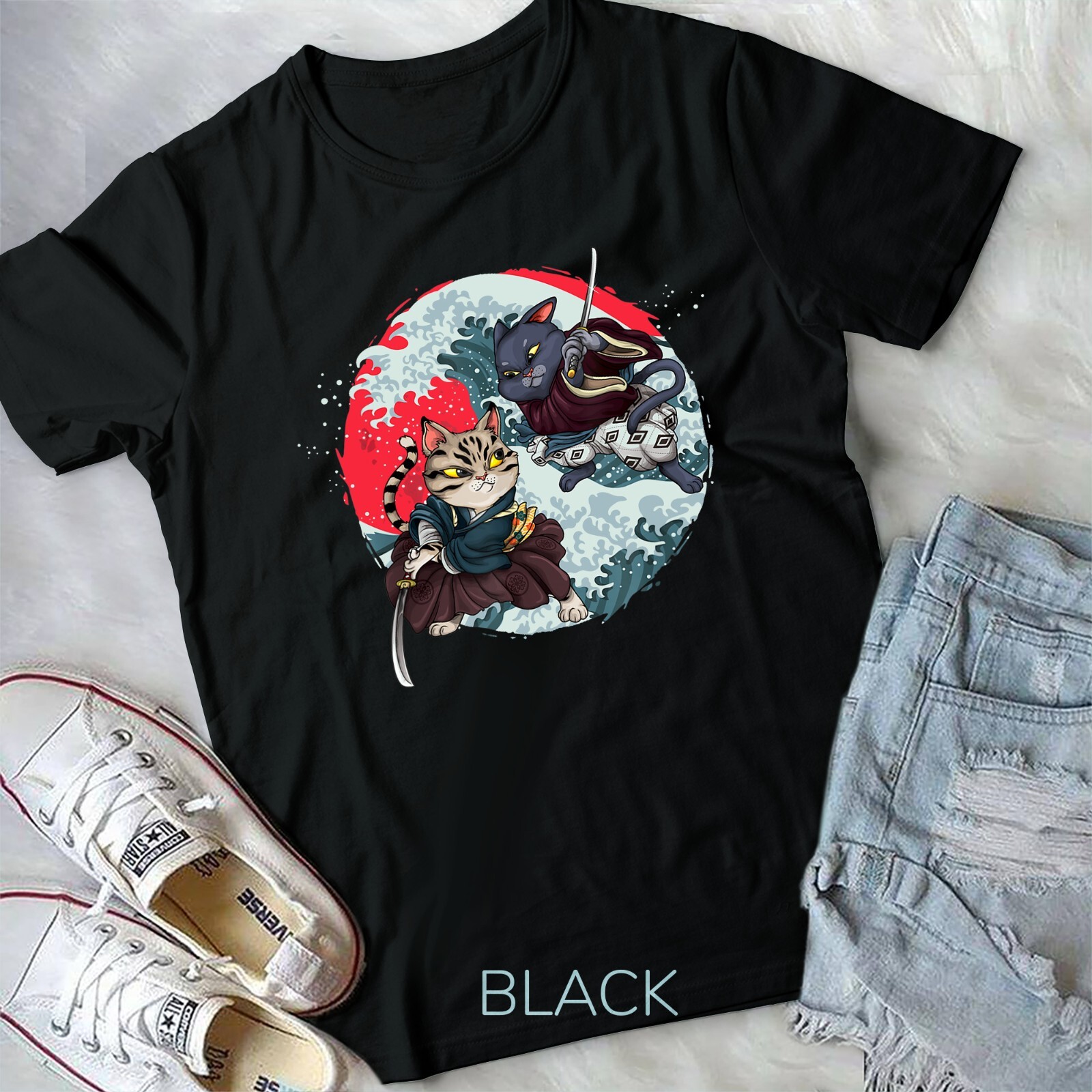 Cat Ninja Samurai Swords Katana Kendo Japan Shirt Unisex, Funny Anime ...