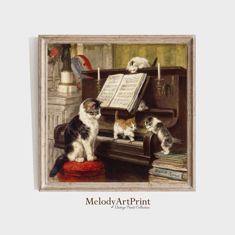 Cat Nursery Vintage Print Square Cats Painting Square Nursery Wall Art ...