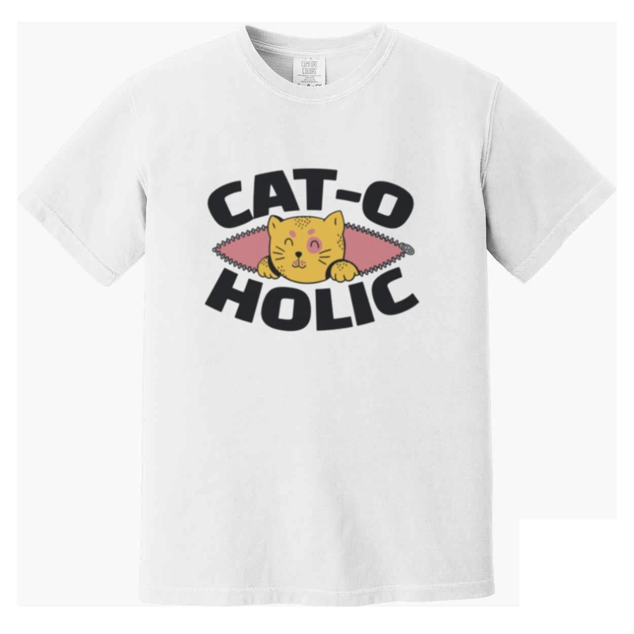Cat-O-Holic Funny Cat Lover Pet Owner Cute Kitty Animal Addict Comfort Color T-Shirt, Unisex, up ...