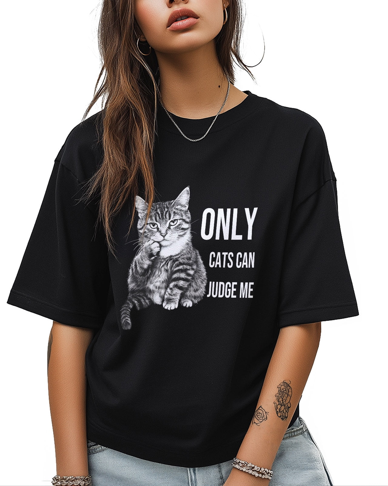 Cat ONLY T Shirts for Women Short Sleeve Cotton Crewneck T-Shirt CATS ...