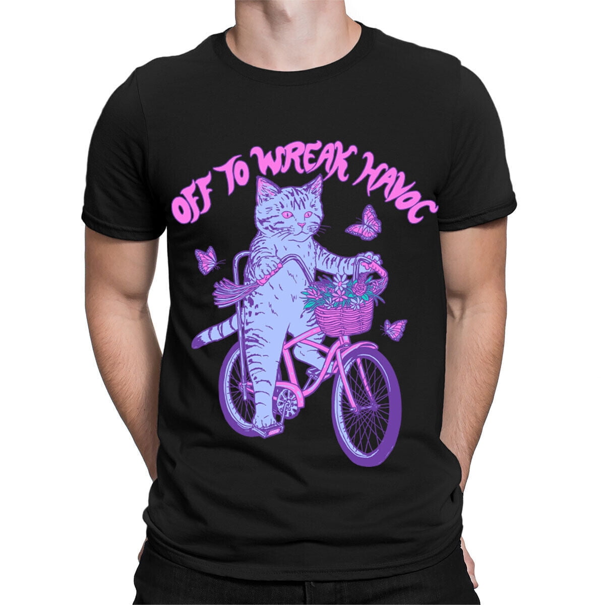 Cat Off To Wreak Havoc Animal Lover Funny Meme Mens Womens T-Shirts Top ...