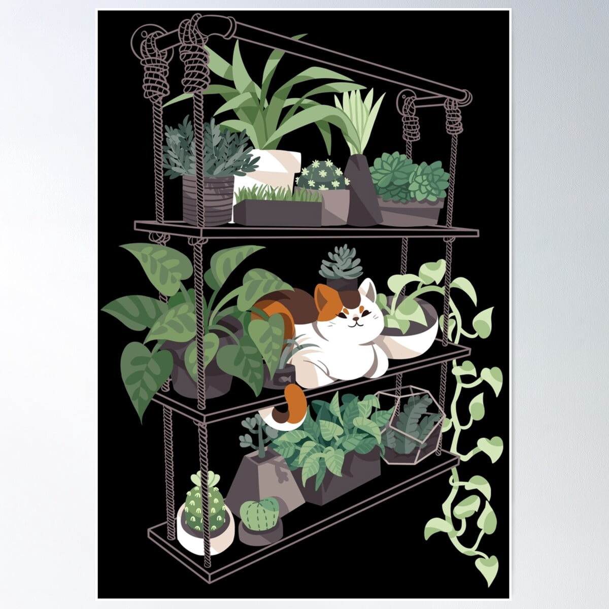 Cat On A Shelf Poster Wall Art, Modern Wall Decor For Living Room ...