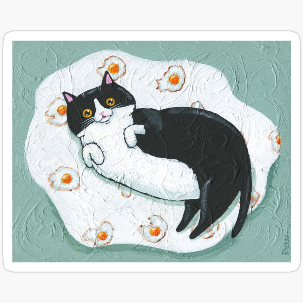 Cat On An Egg Rug Sticker Phone Decal Water Bottle Stickers Car Decals ...