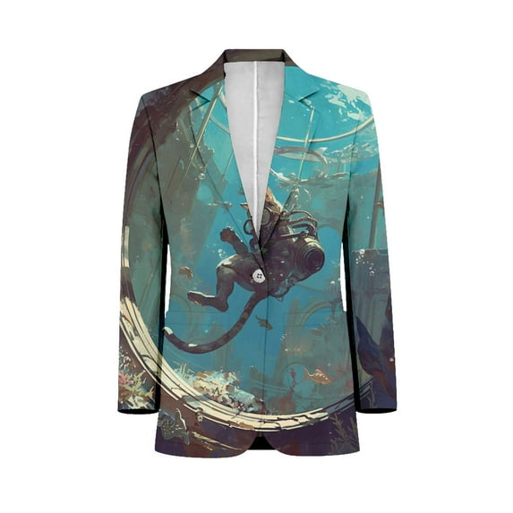 Cat On Diving Adventure Customized Men's Suits full man Shawl Collar ...