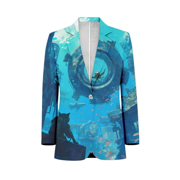 Cat On Diving Adventure Customized Men's Suits full man Shawl Collar ...