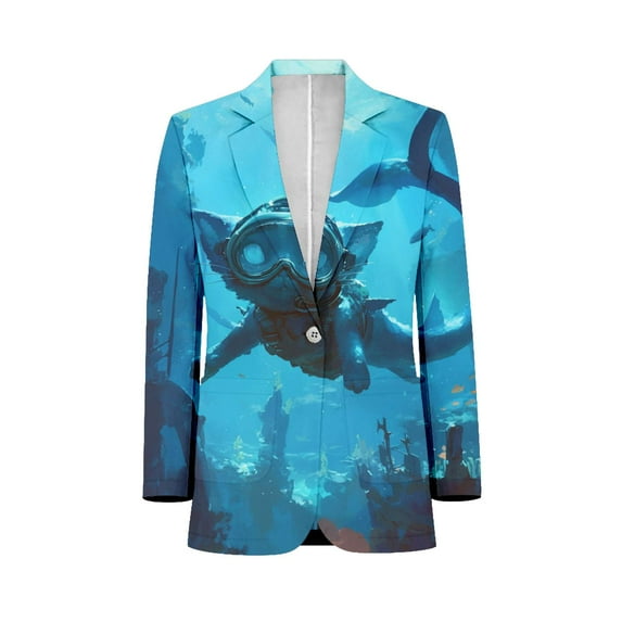 Cat On Diving Adventure Customized Men's Suits full man Shawl Collar ...