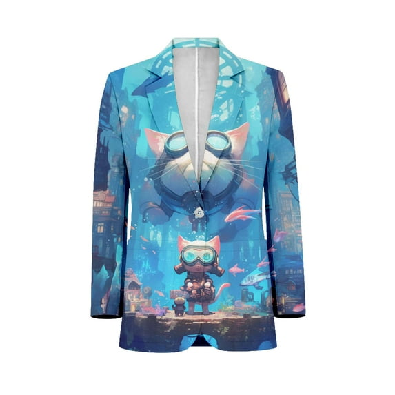 Cat On Diving Adventure Men Blazers Slim Clothing Summer Jacket Man ...