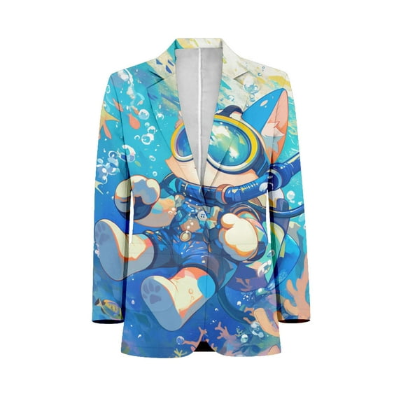 Cat On Diving Adventure Men's Suit Blazer Casual Party Wear Slim Fit ...