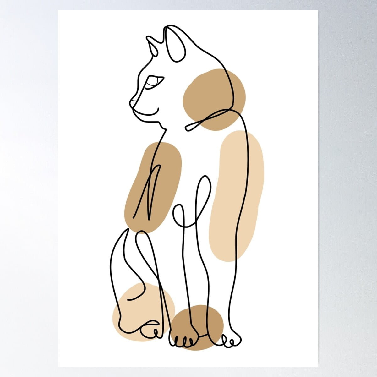 Cat One Line Poster Wall Art, Modern Wall Decor For Living Room Bedroom ...