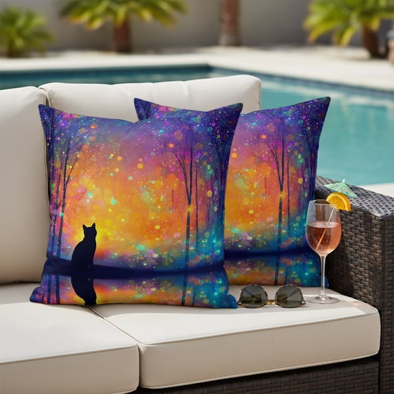 Cat Outdoor Pillow Covers 16x16 Inch Throw Pillow Covers Set of 2 ...