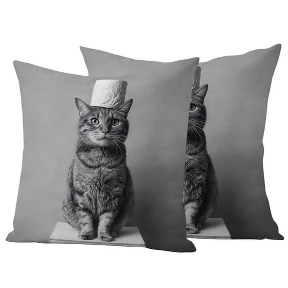 Cat Outdoor Pillow Covers Set of 2 Toilet Paper Funny Animal Waterproof ...